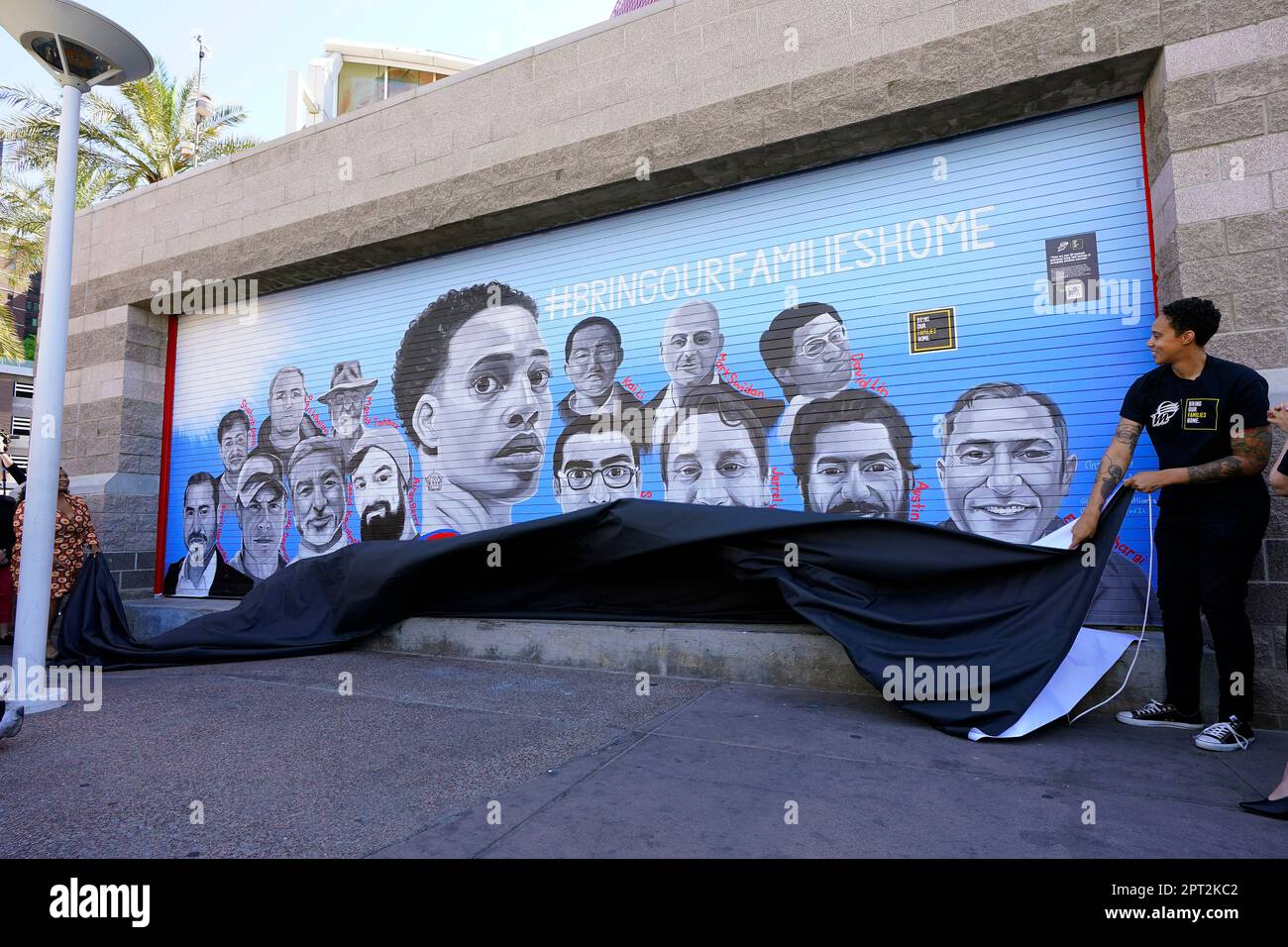 WNBA basketball player Brittney Griner, right, and artist Antoinette ...