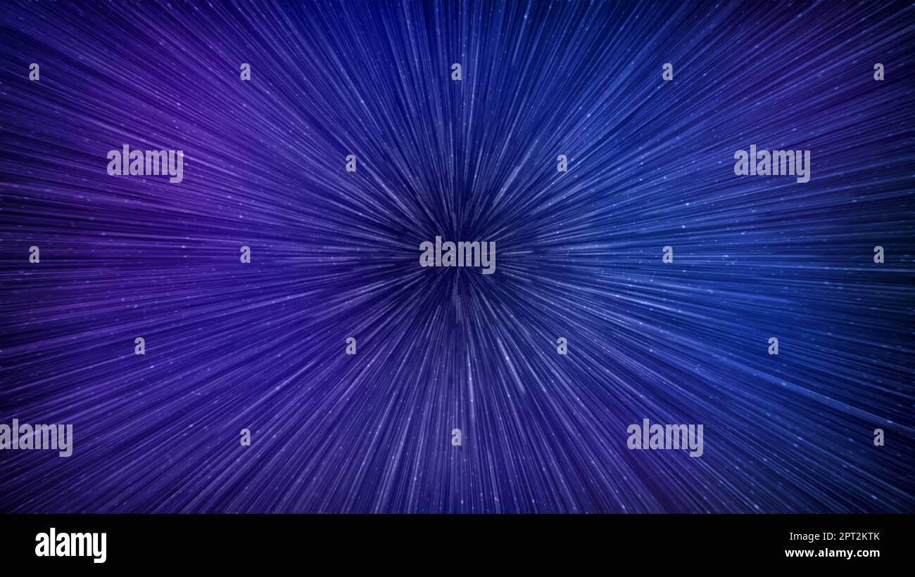 Hyperspace speed effect in night starry sky. Bright blue galaxy ...
