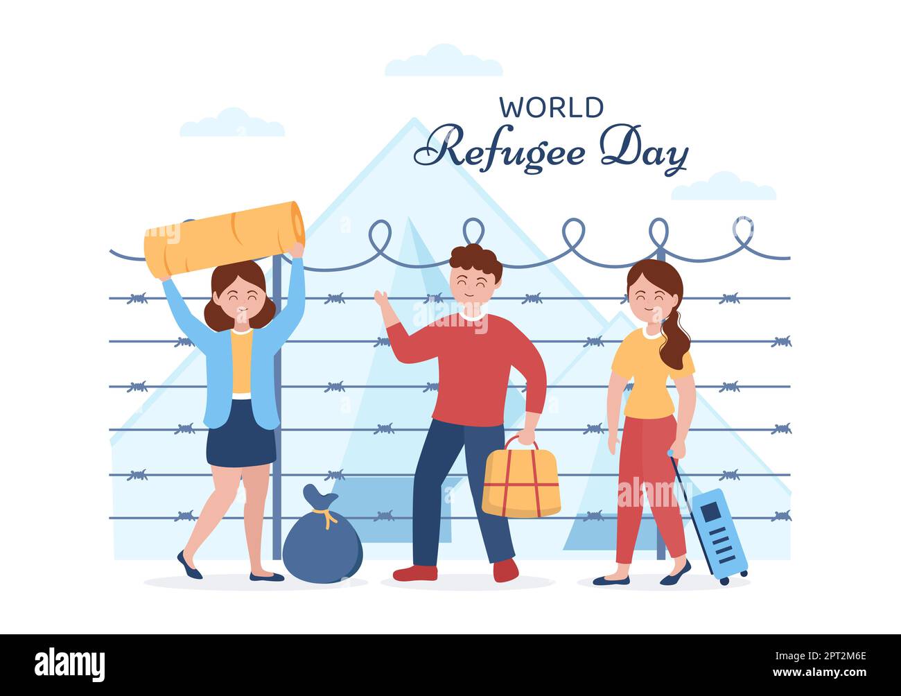 World Refugee Day Template Hand Drawn Cartoon Flat Illustration with ...