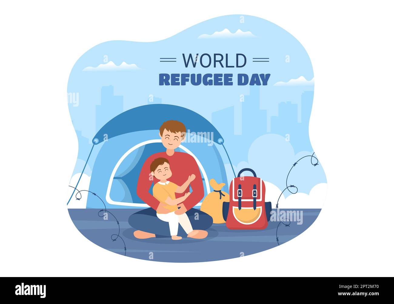 World Refugee Day Template Hand Drawn Cartoon Flat Illustration with ...