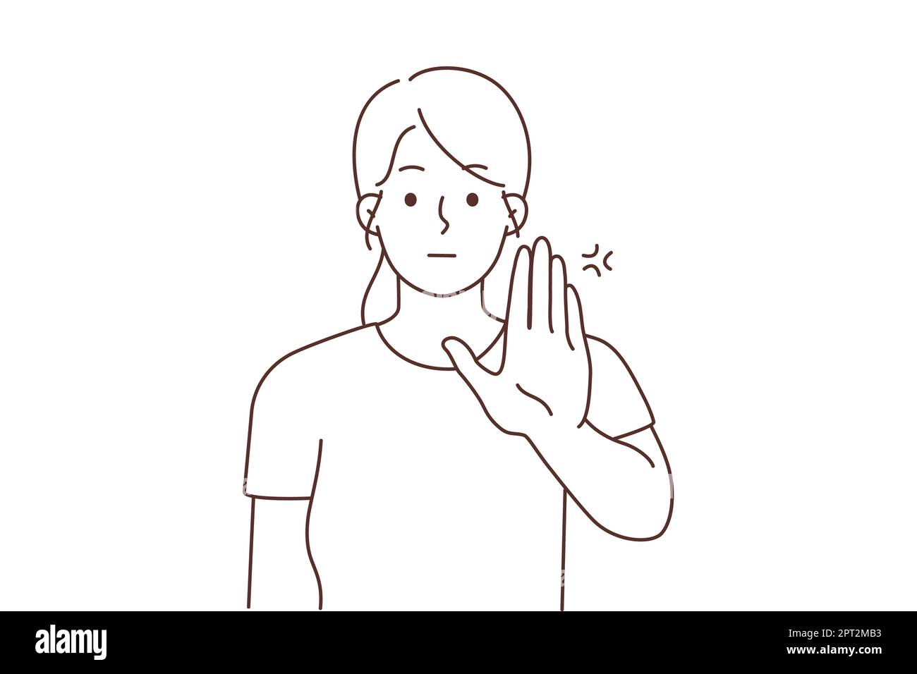 Young woman show stop hand gesture protest or reject something. Female ...