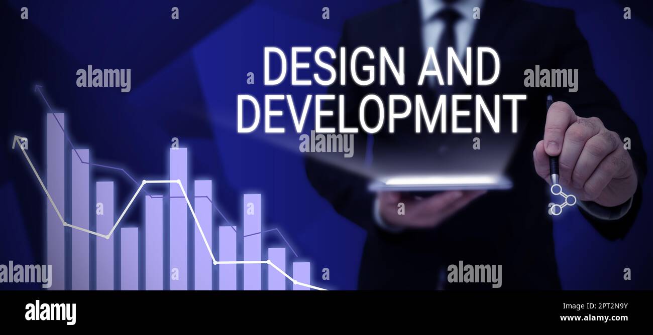 Sign displaying Design And Development, Word Written on Defining the ...