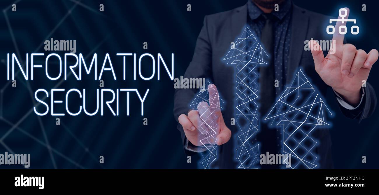 Hand writing sign Information Security, Internet Concept INFOSEC ...