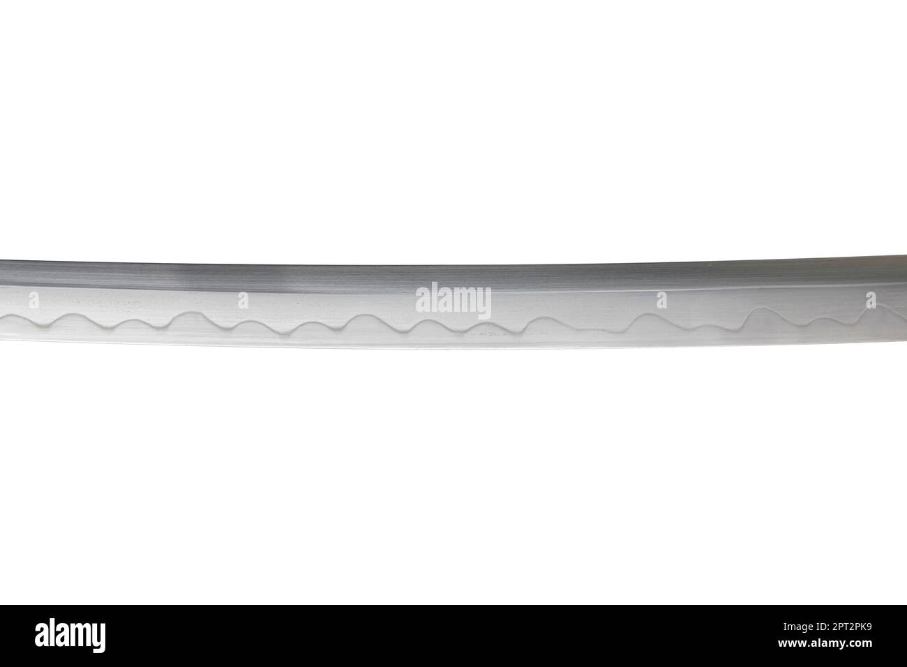 Japanese sword blade on white background. Soft focus. The wavy pattern ...