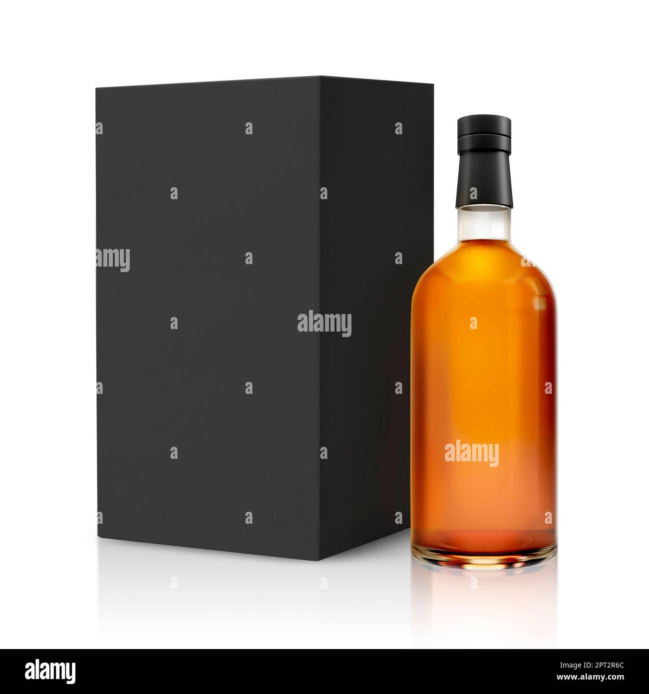 Whisky bottle with paper box packaging for branding. 3d render Stock ...
