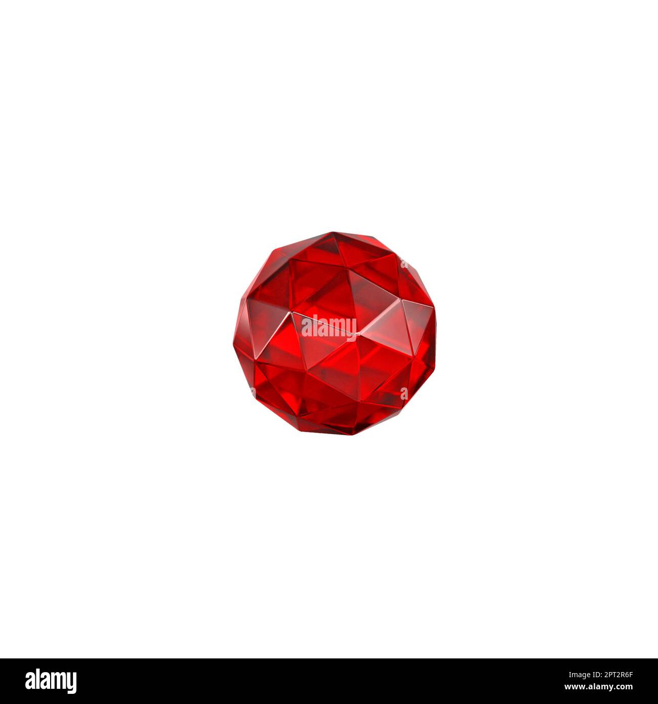 3D render, emerald red crystal isolated on white background, gems ...