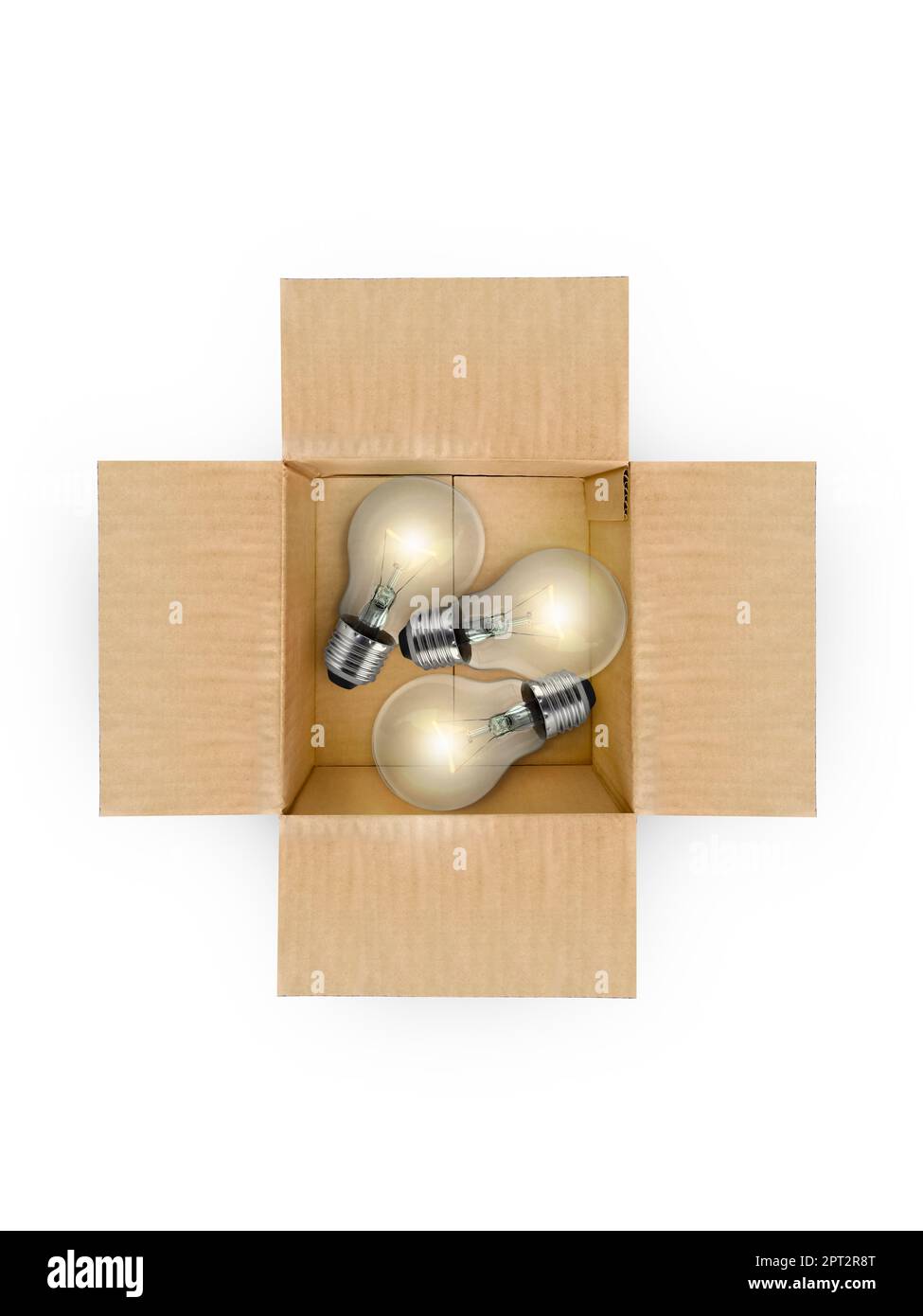 Ideas inspiration with group of lightbulb in box on white background ...