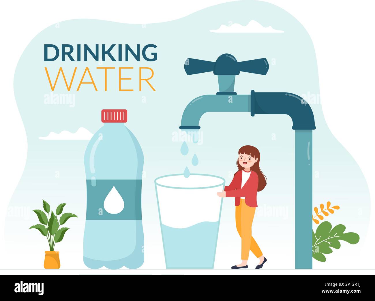 People Drinking Water From Plastic Bottles and Glasses with Pure Clean ...