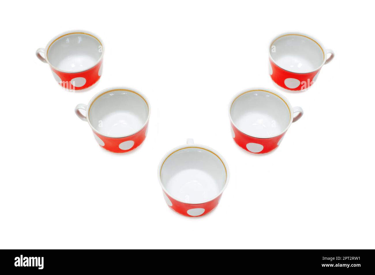 Red cups on a white background, a set of five pieces Stock Photo - Alamy