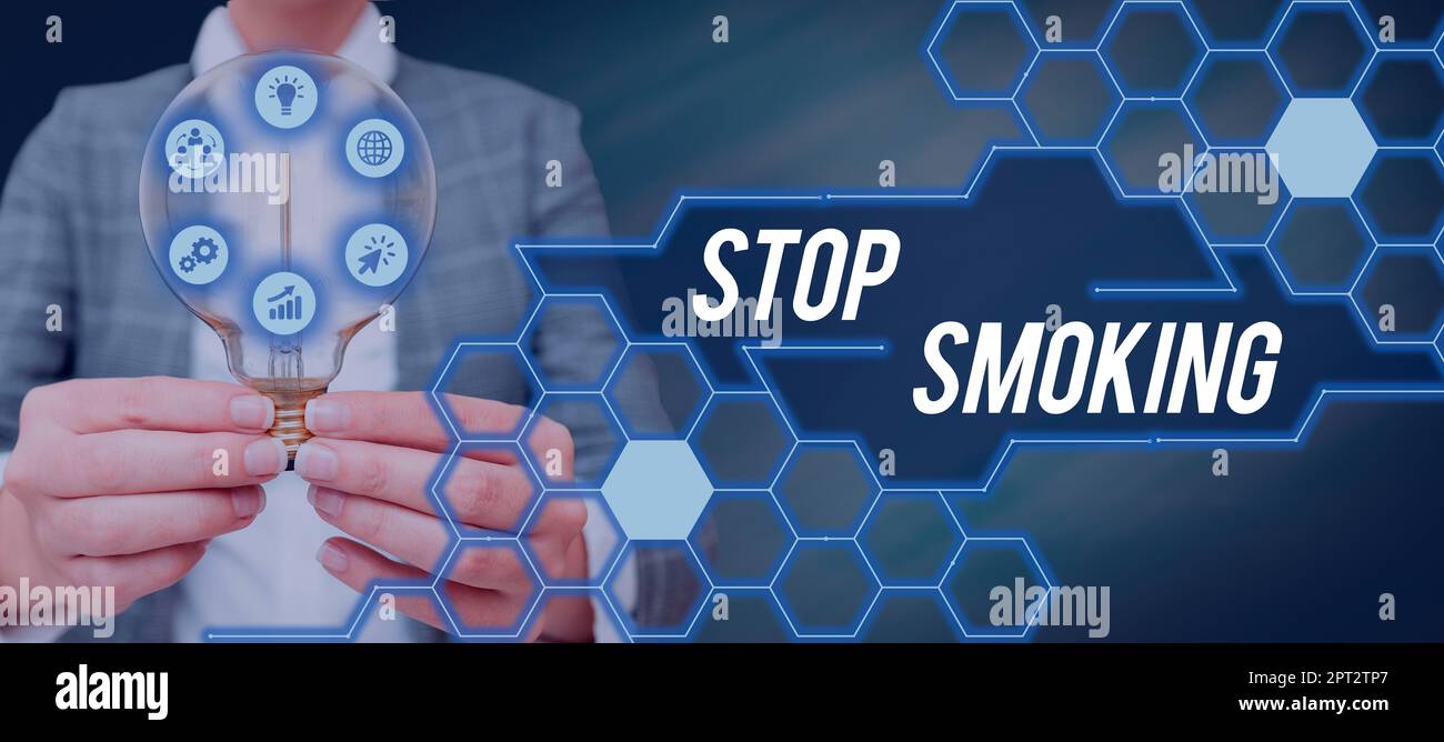 Hand writing sign Stop Smoking, Business overview narrative style of ...