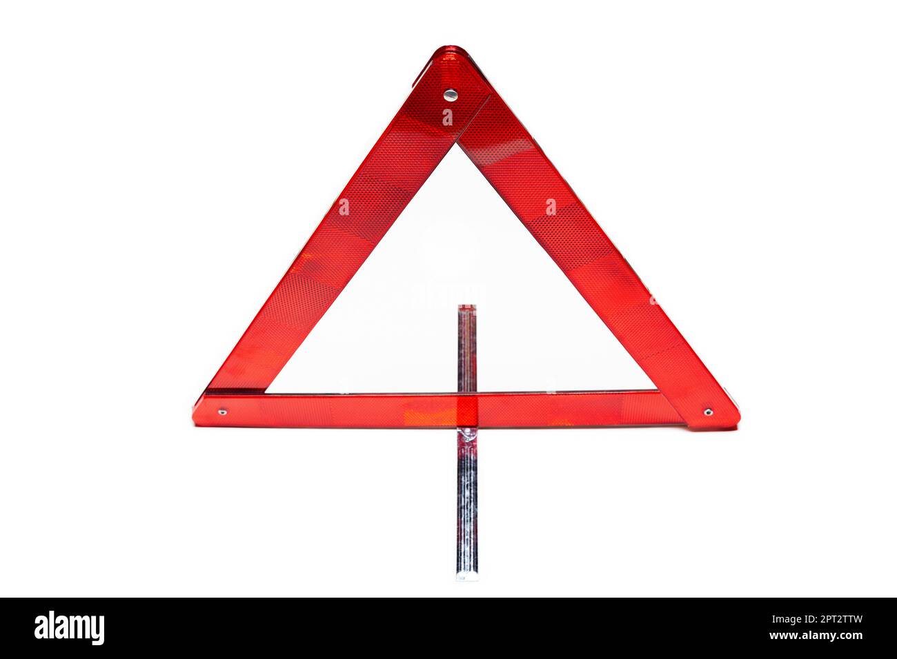 Emergency stop sign, warning triangle folded on white background Stock ...