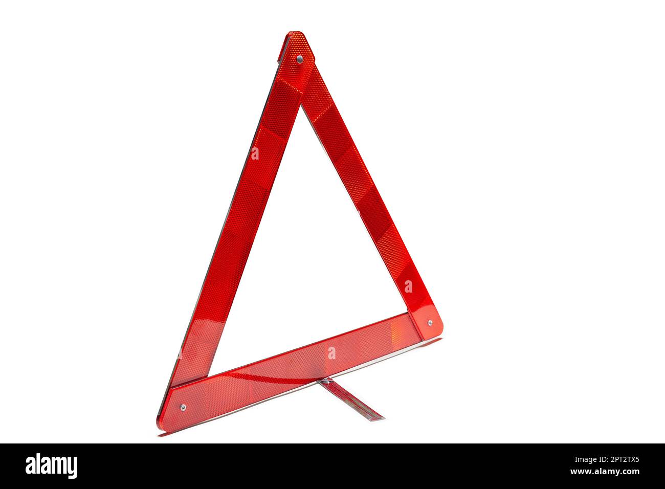 Emergency stop sign, warning triangle folded on white background Stock ...