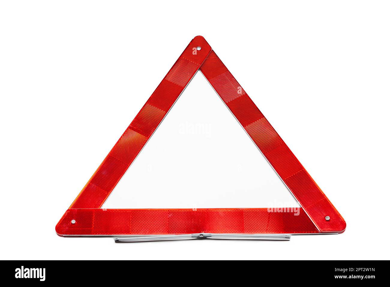 Emergency stop sign, warning triangle folded on white background Stock ...