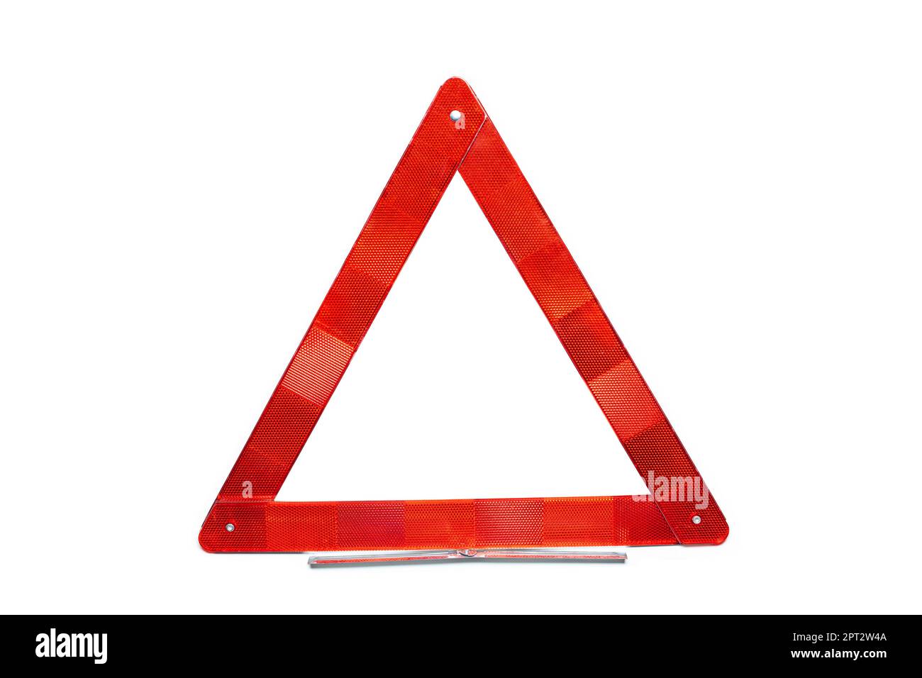 Emergency stop sign, warning triangle folded on white background Stock ...