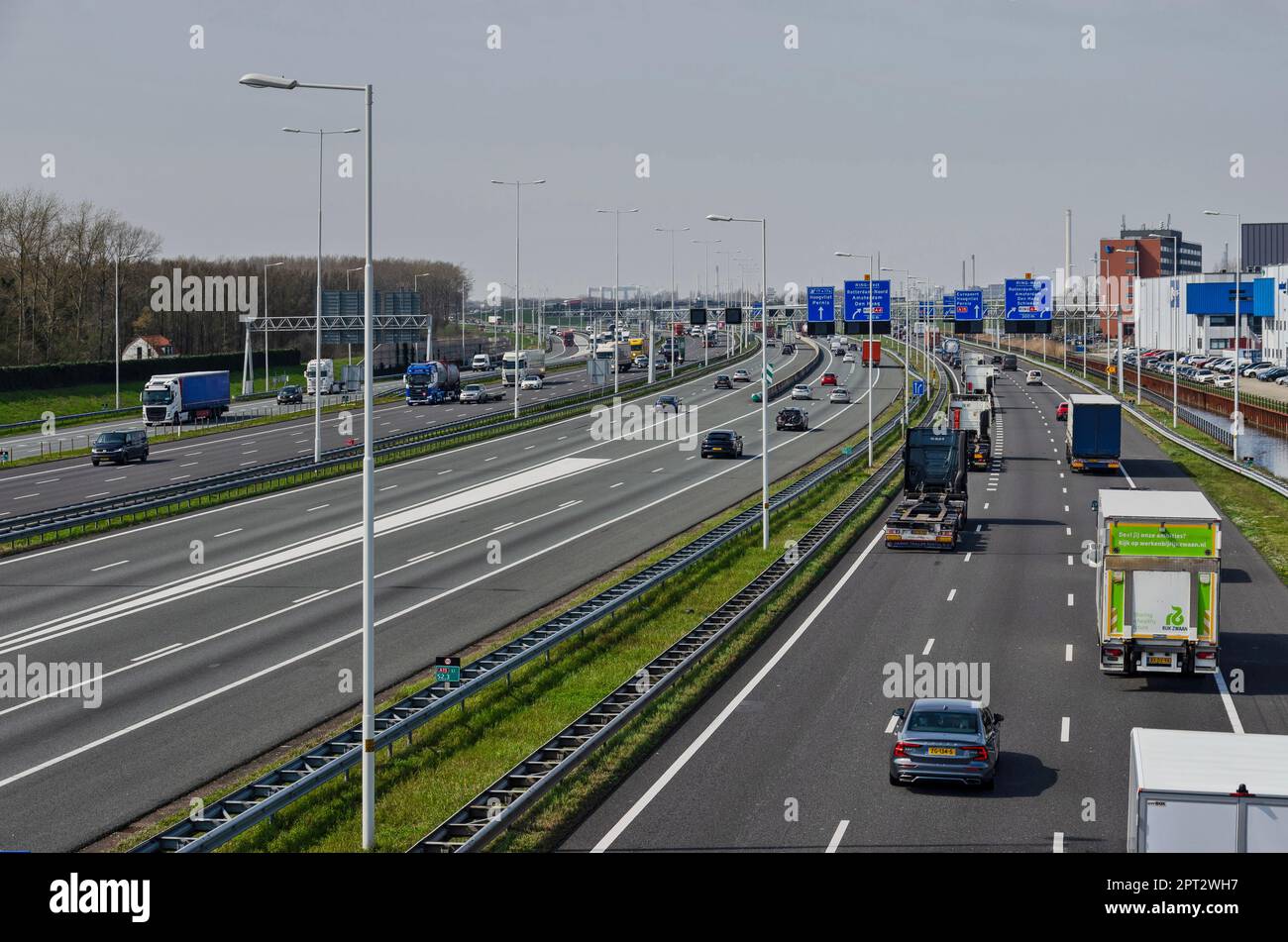 Rotterdam, The Netherlands, April 5, 2023: view from a viaduct towards ...