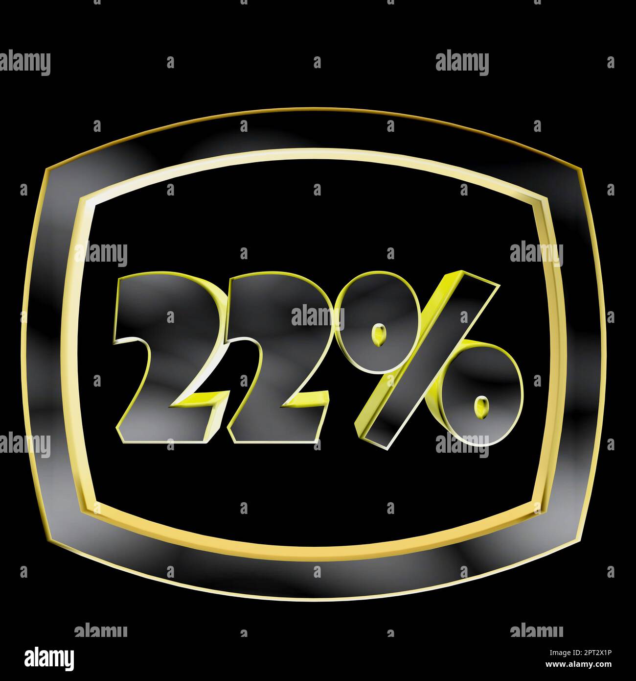 22%, 22 percent as a 3D illustration, 3D rendering Stock Photo - Alamy