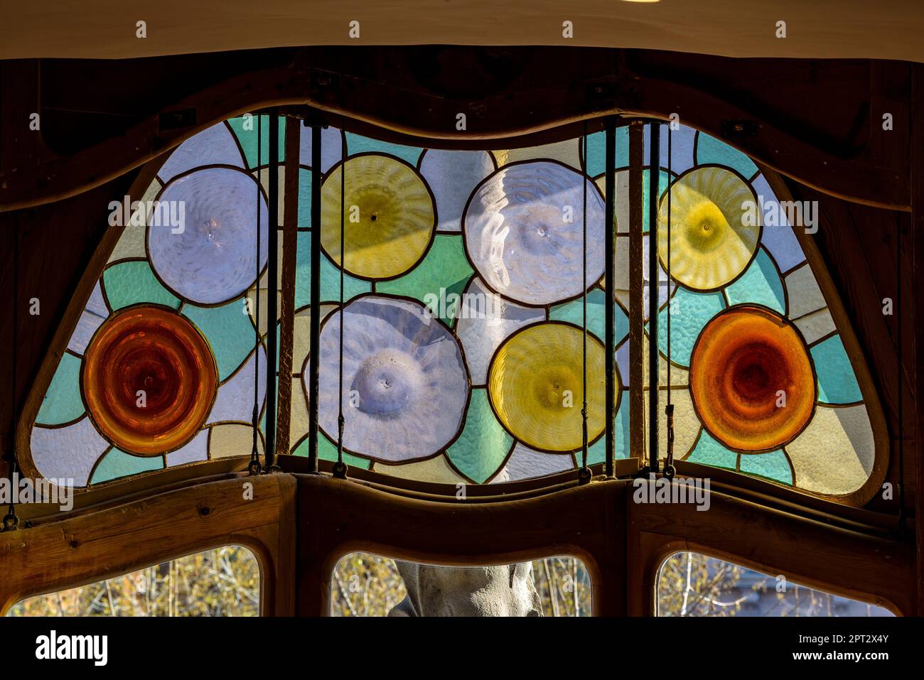 Original modernist stained glass windows designed by Antoni Gaudí on ...