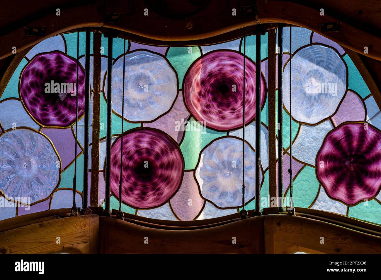 Original modernist stained glass windows designed by Antoni Gaudí on ...
