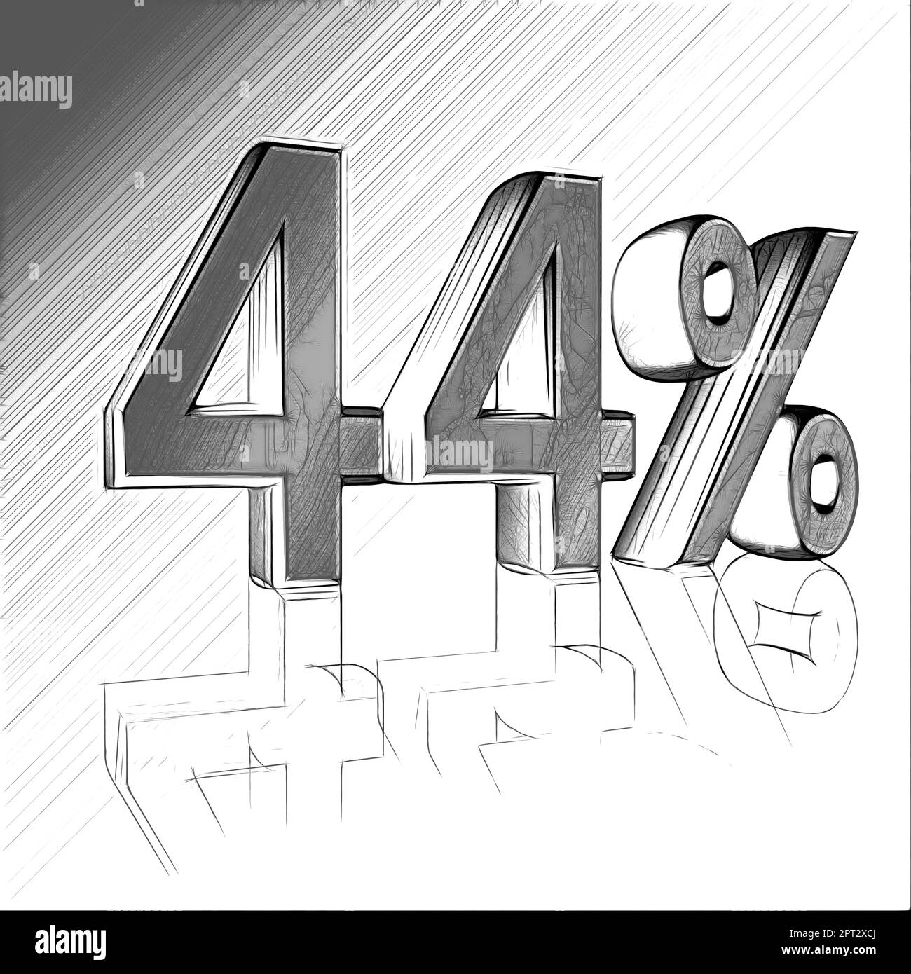 44%, 44 percent as a 3D illustration, 3D rendering Stock Photo - Alamy