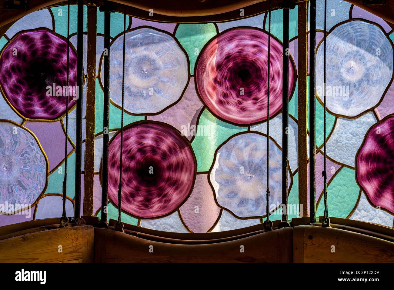Original modernist stained glass windows designed by Antoni Gaudí on ...