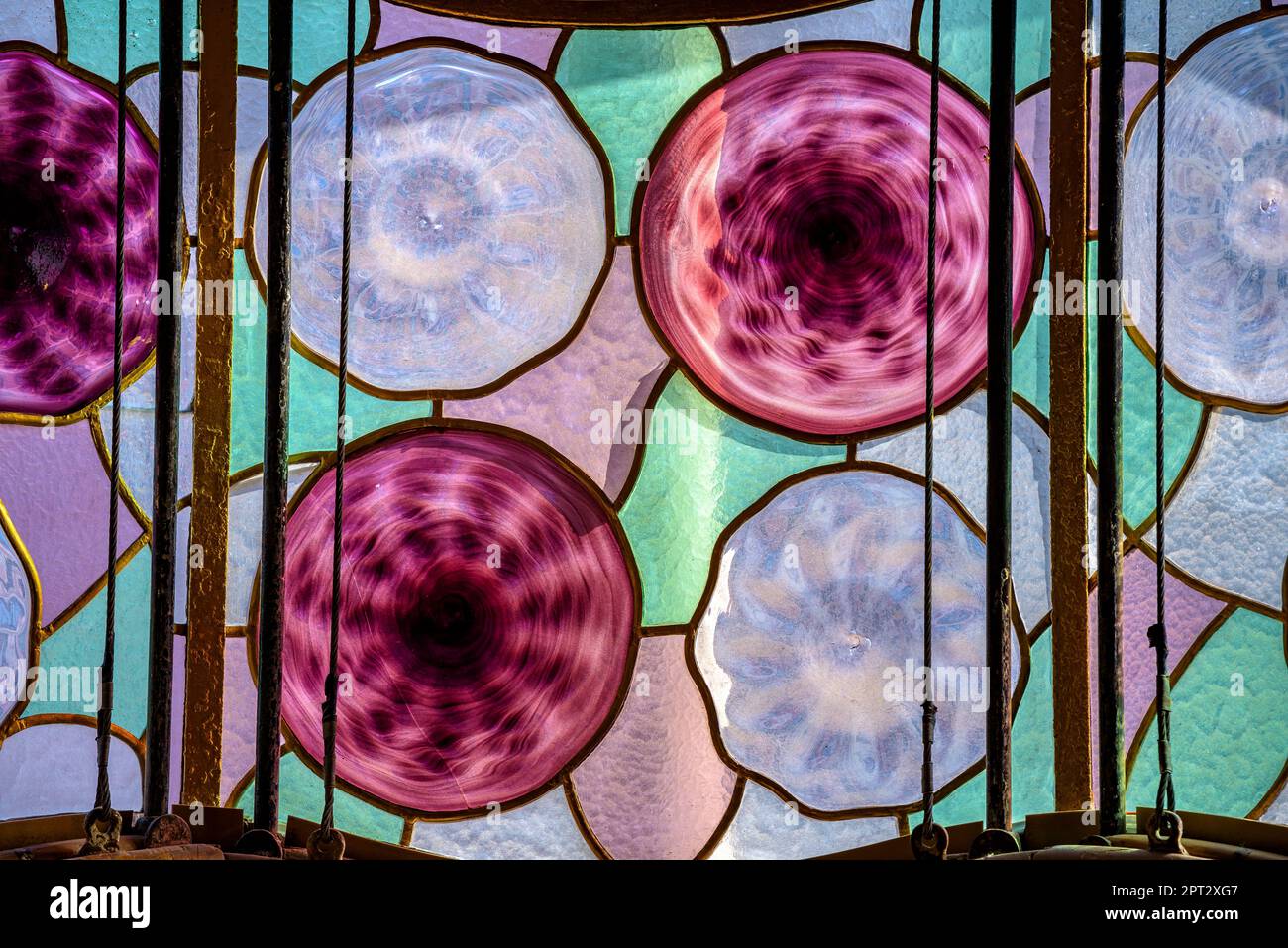 Original modernist stained glass windows designed by Antoni Gaudí on ...