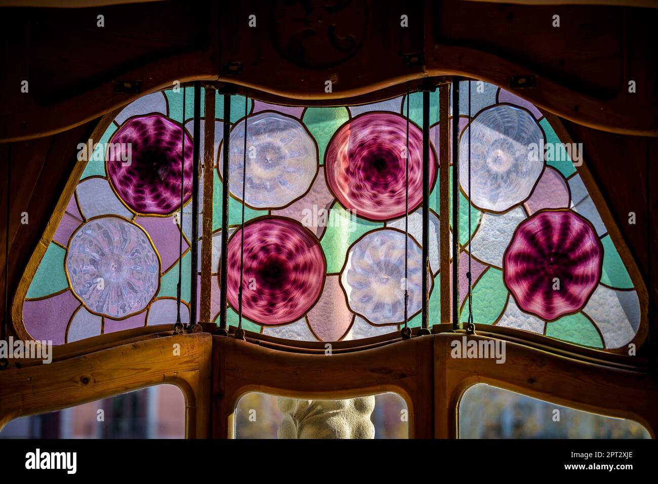 Original modernist stained glass windows designed by Antoni Gaudí on ...
