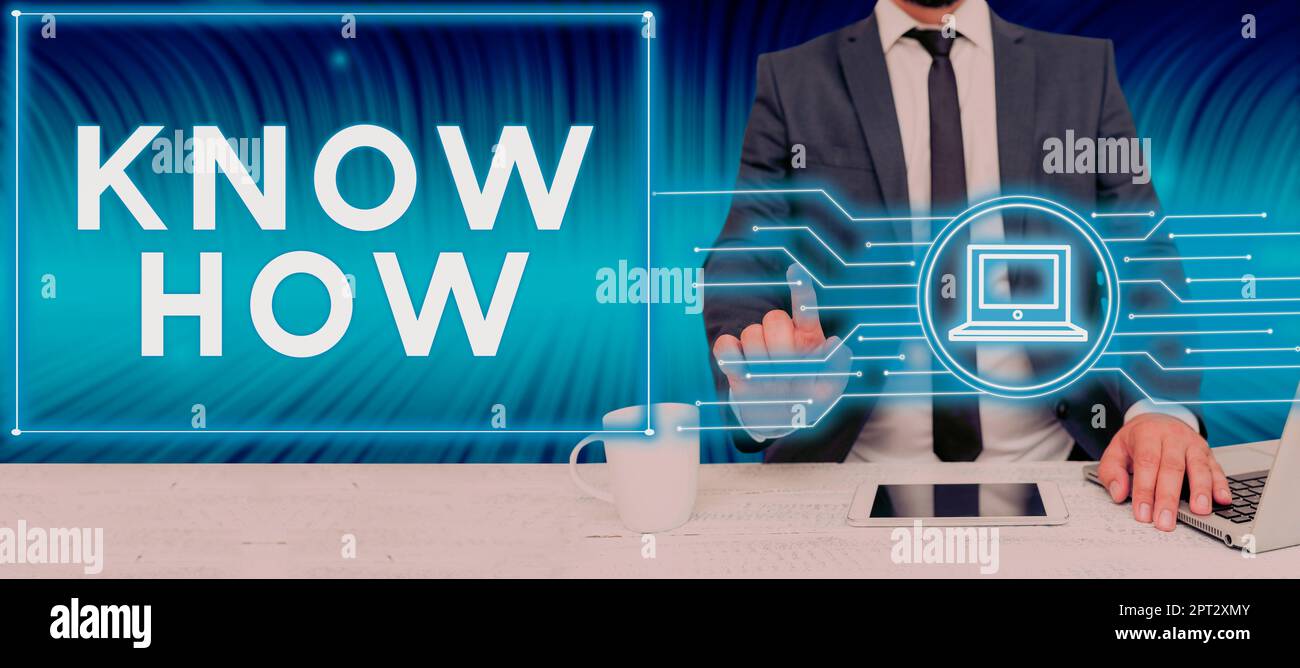 Text caption presenting Know How, Business idea The process to learn of ...