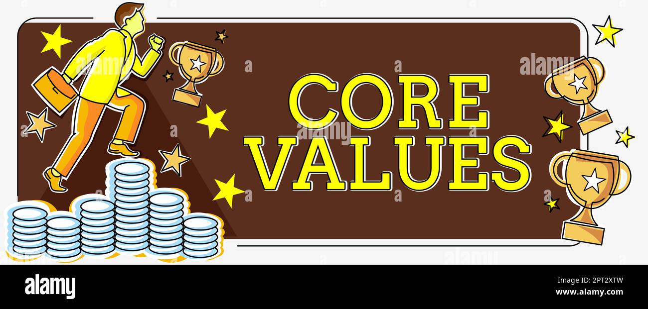 Text showing inspiration Core Values, Business concept principles which ...