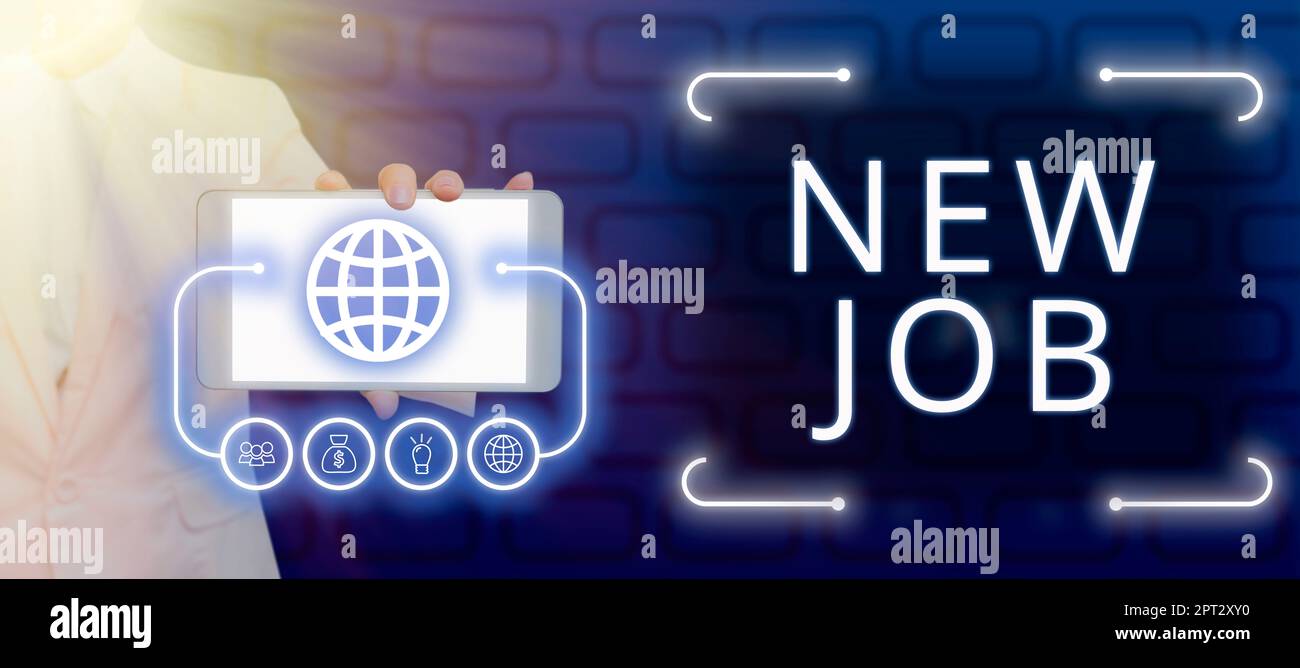 Text showing inspiration New Job, Business showcase signing contract ...