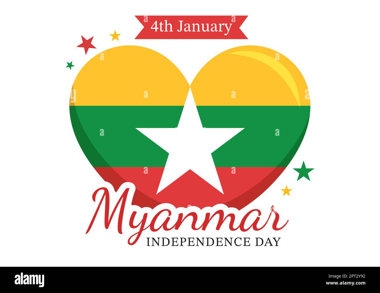 Celebrating Myanmar Independence Day on January 4th with Flags in Flat ...