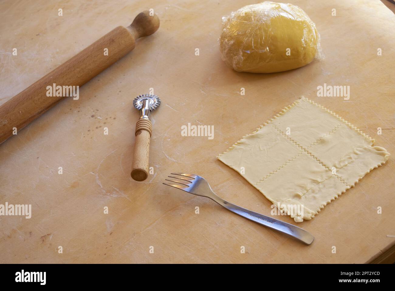 preparation of puff pastry for pasta Stock Photo - Alamy