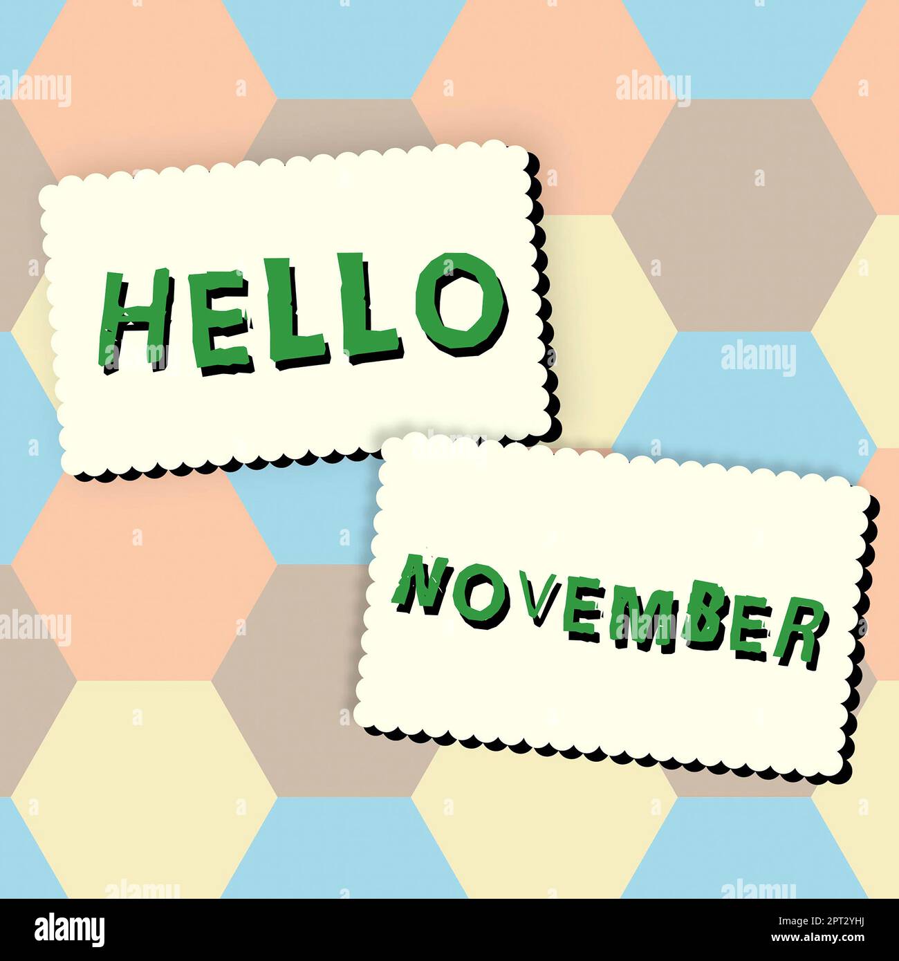 Conceptual caption Hello November, Word for greeting used when ...
