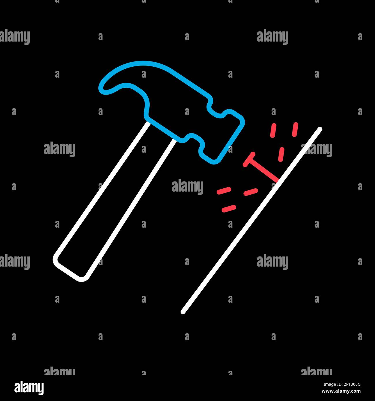 Hammer and nails vector on dark background icon. Construction, repair ...