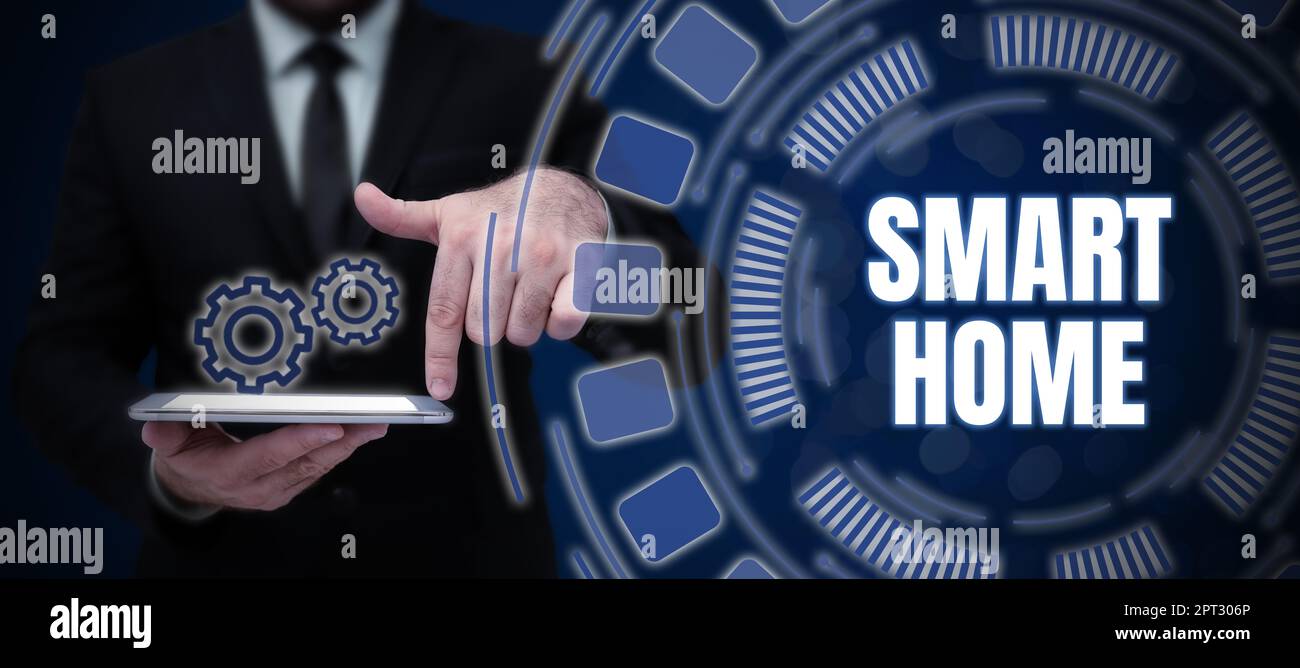 Hand writing sign Smart Home, Business showcase automation system ...