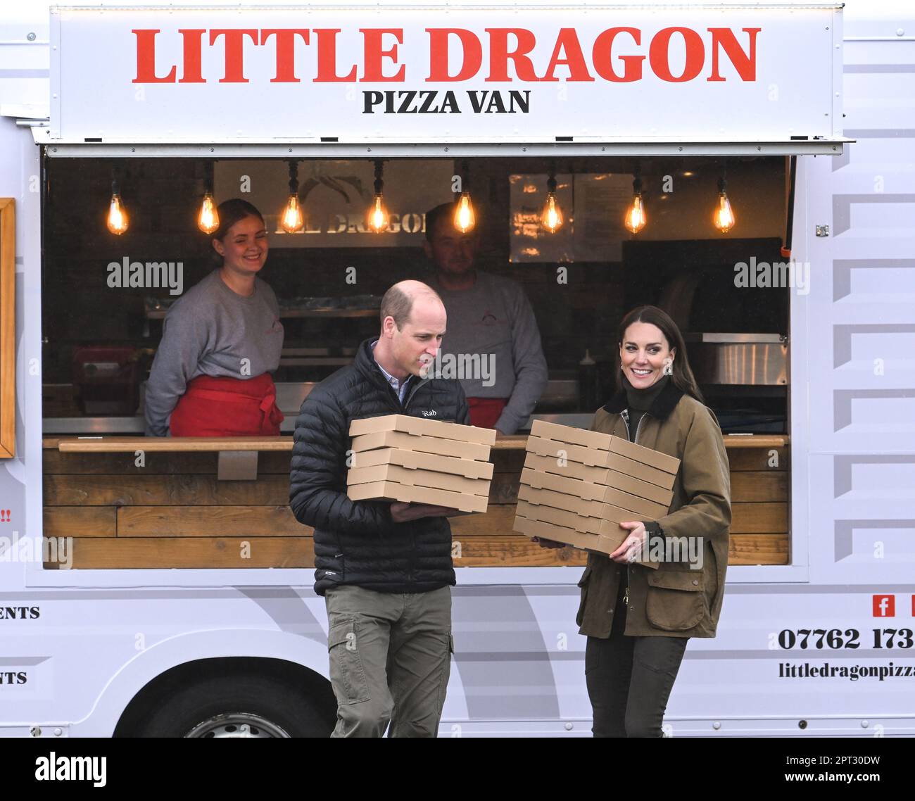 Wales, UK. 27th Apr, 2023. The Prince and Princess of Wales visit the ...