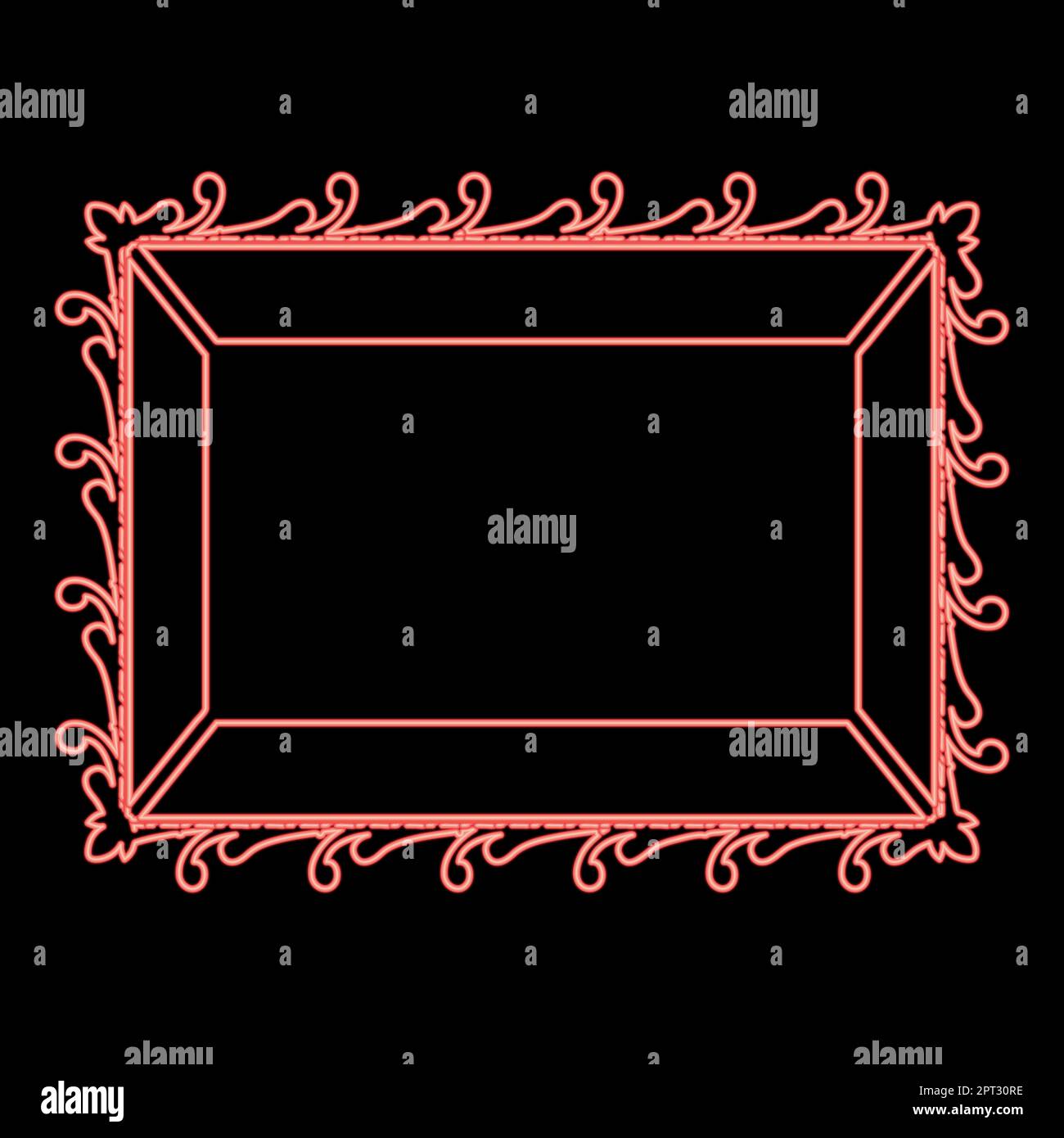 Neon picture frame icon black color vector illustration flat style ...