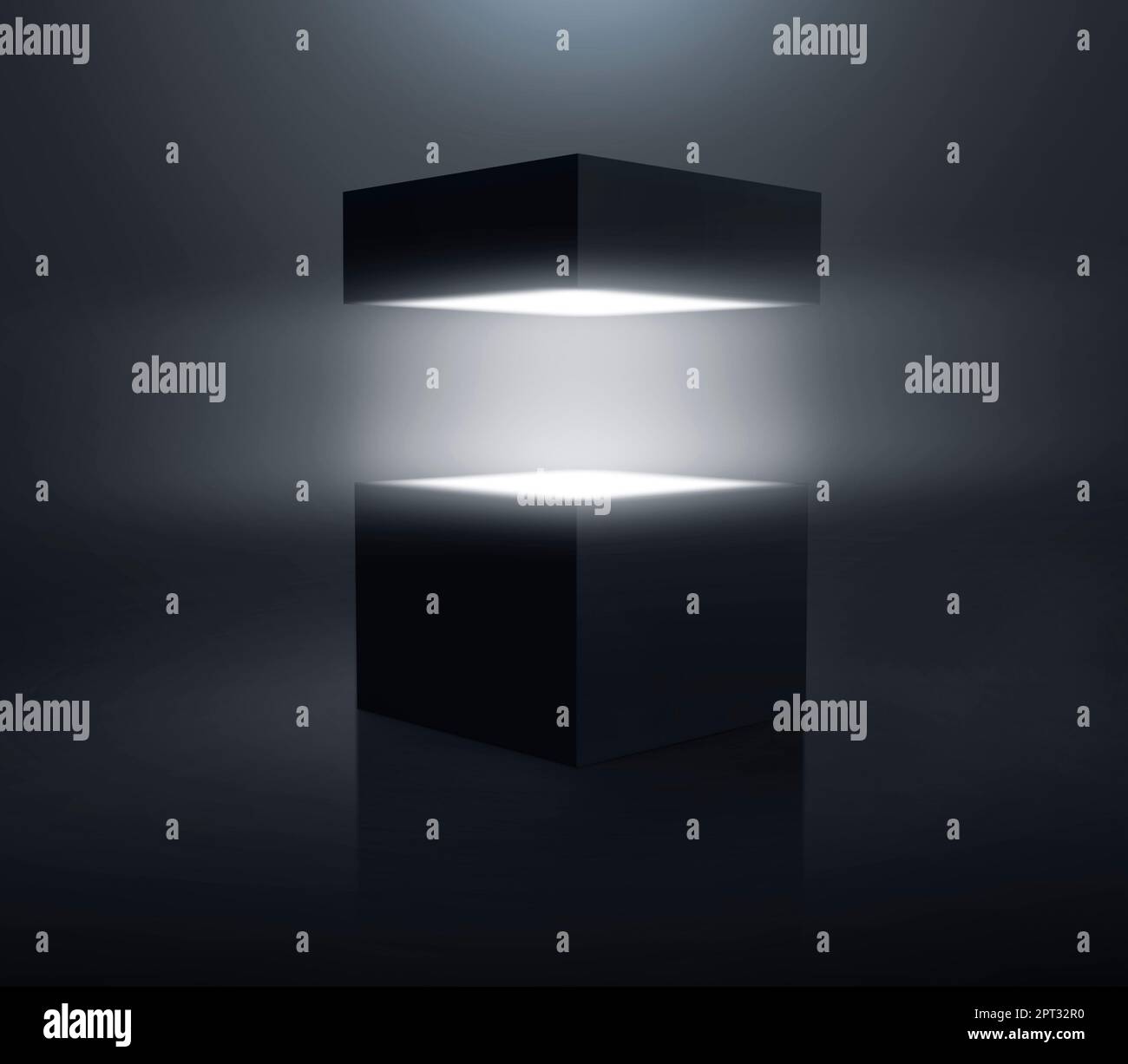 (3D rendering, illustration) Open the mysterious Pandora's box with ...