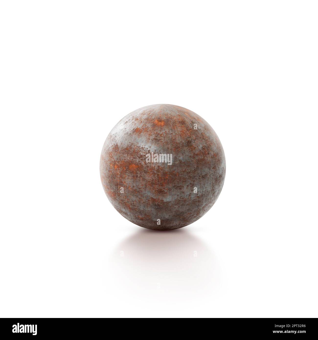 Old rusty iron metal ball isolated on white background. 3d render Stock ...