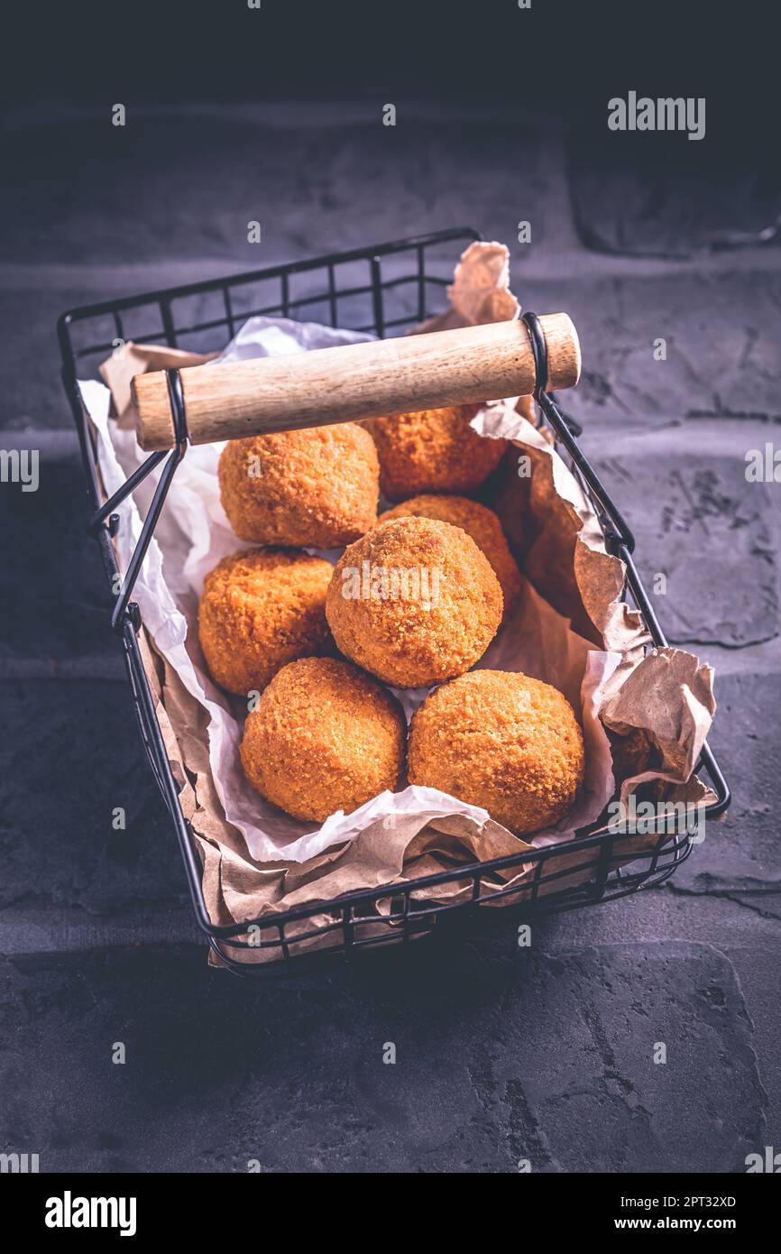 Homemade Arancini - deep fried rice balls stuffed with Mozzarella ...