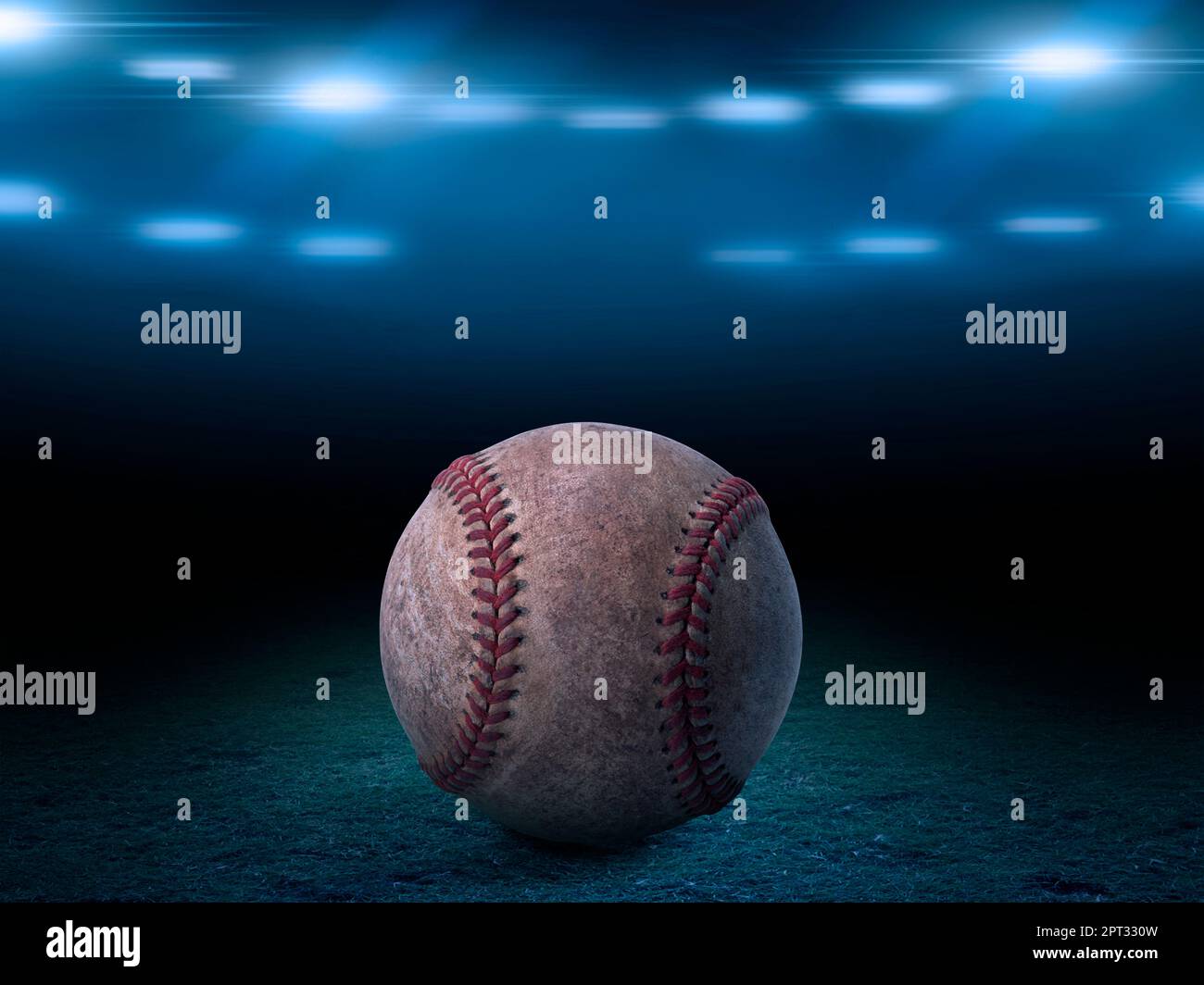 Sport stadium with baseball ball at night backdrop. for background ...