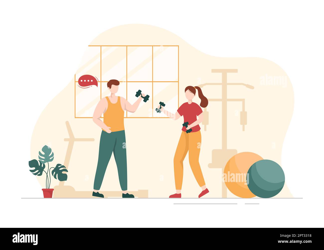 Personal Trainer or Sports Instructor Hand Drawn Cartoon Flat ...