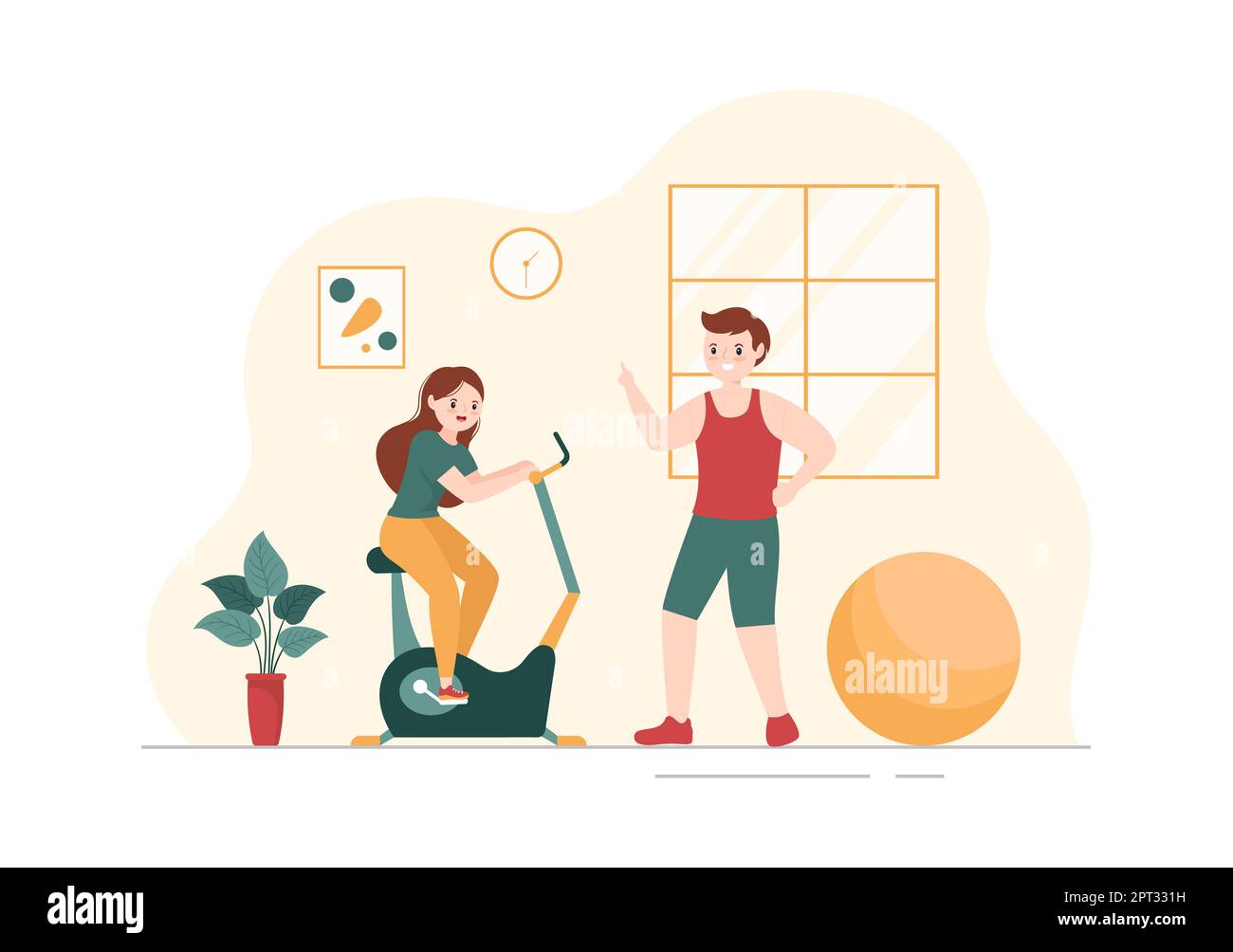 Personal Trainer or Sports Instructor Hand Drawn Cartoon Flat ...