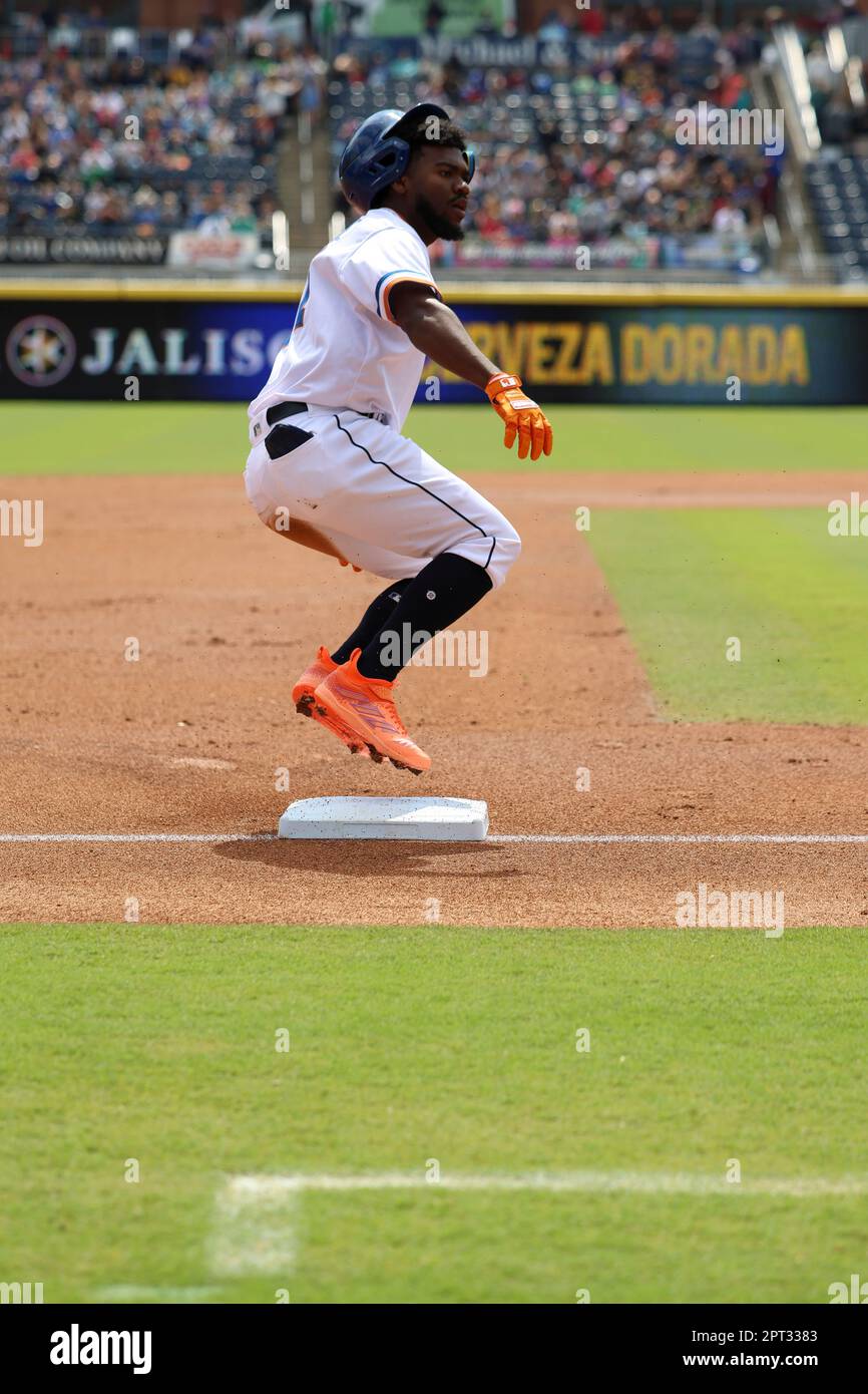 Durham, NC: Durham Bulls infielder Osleivis Basabe (37) slides safely ...