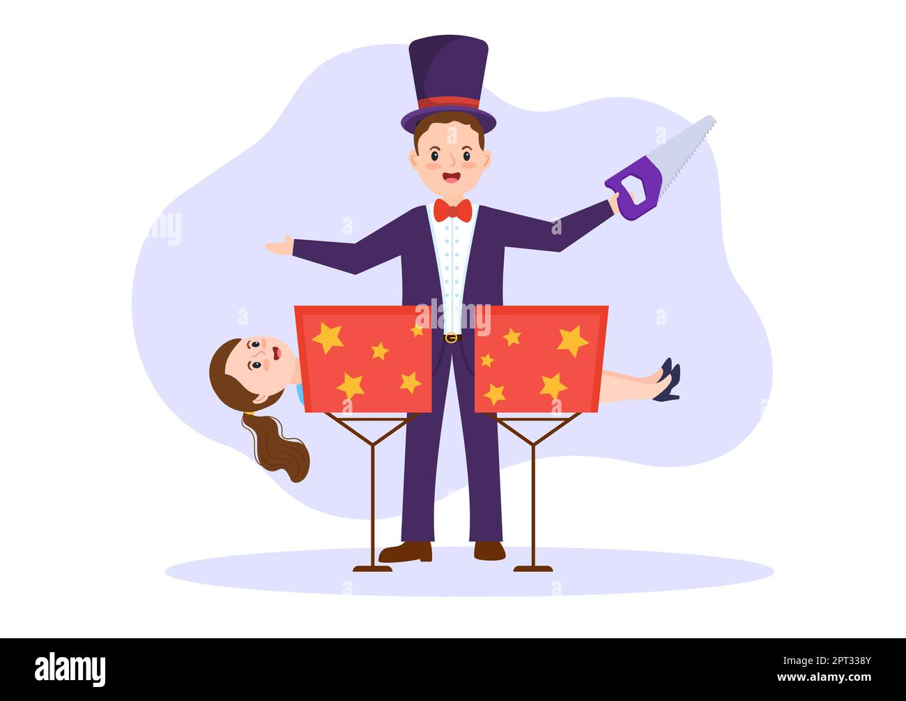 Magician Illusionist Conjuring Tricks and Waving a Magic Wand above his ...