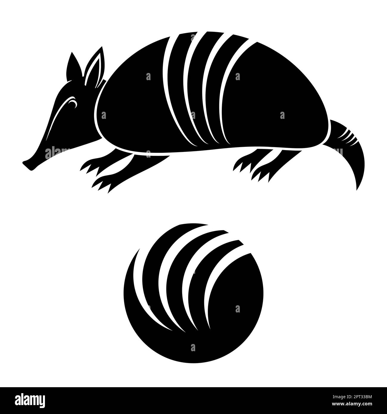 Armadillo Silhouette Icon Isolated on White Background. Wild Animal ...