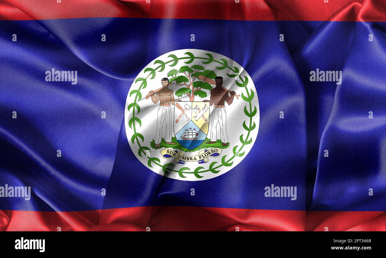 Belize flag - realistic waving fabric flag Stock Photo - Alamy