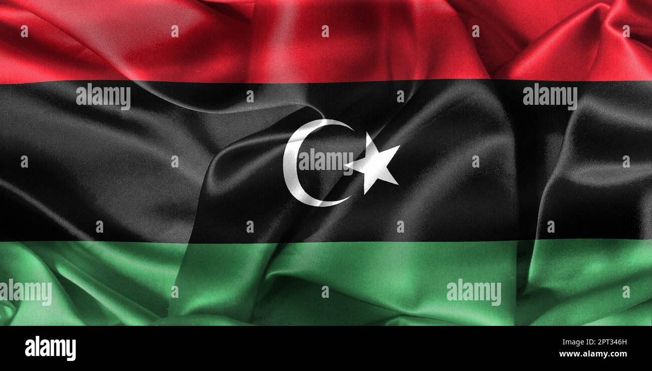 Libya flag - realistic waving fabric flag Stock Photo - Alamy