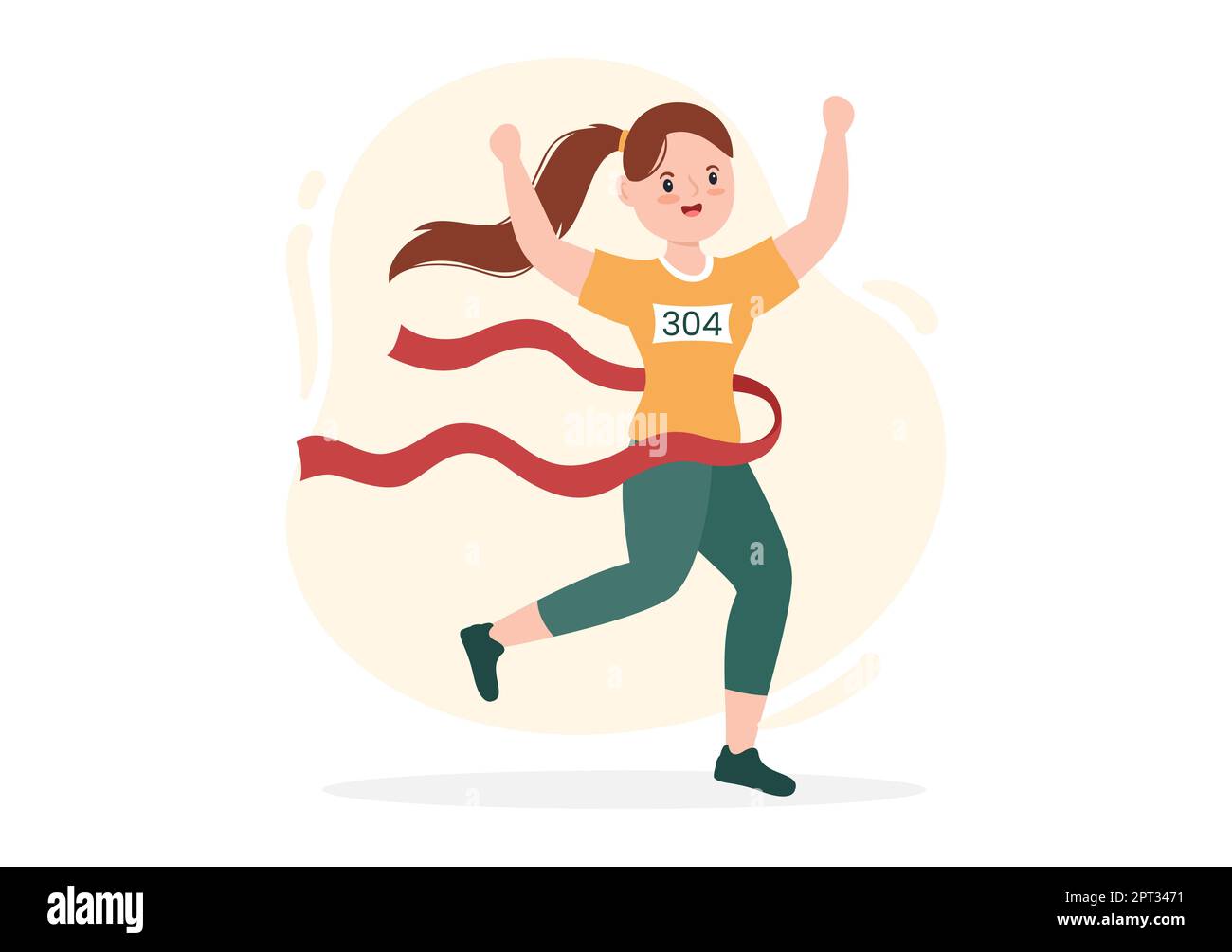 Running Racing Template Hand Drawn Cartoon Flat Illustration People ...