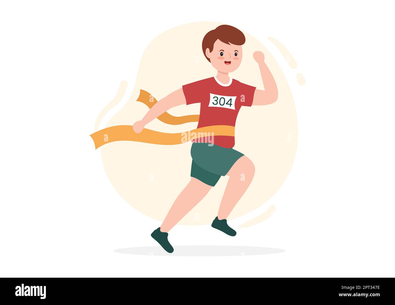 Running Racing Template Hand Drawn Cartoon Flat Illustration People ...