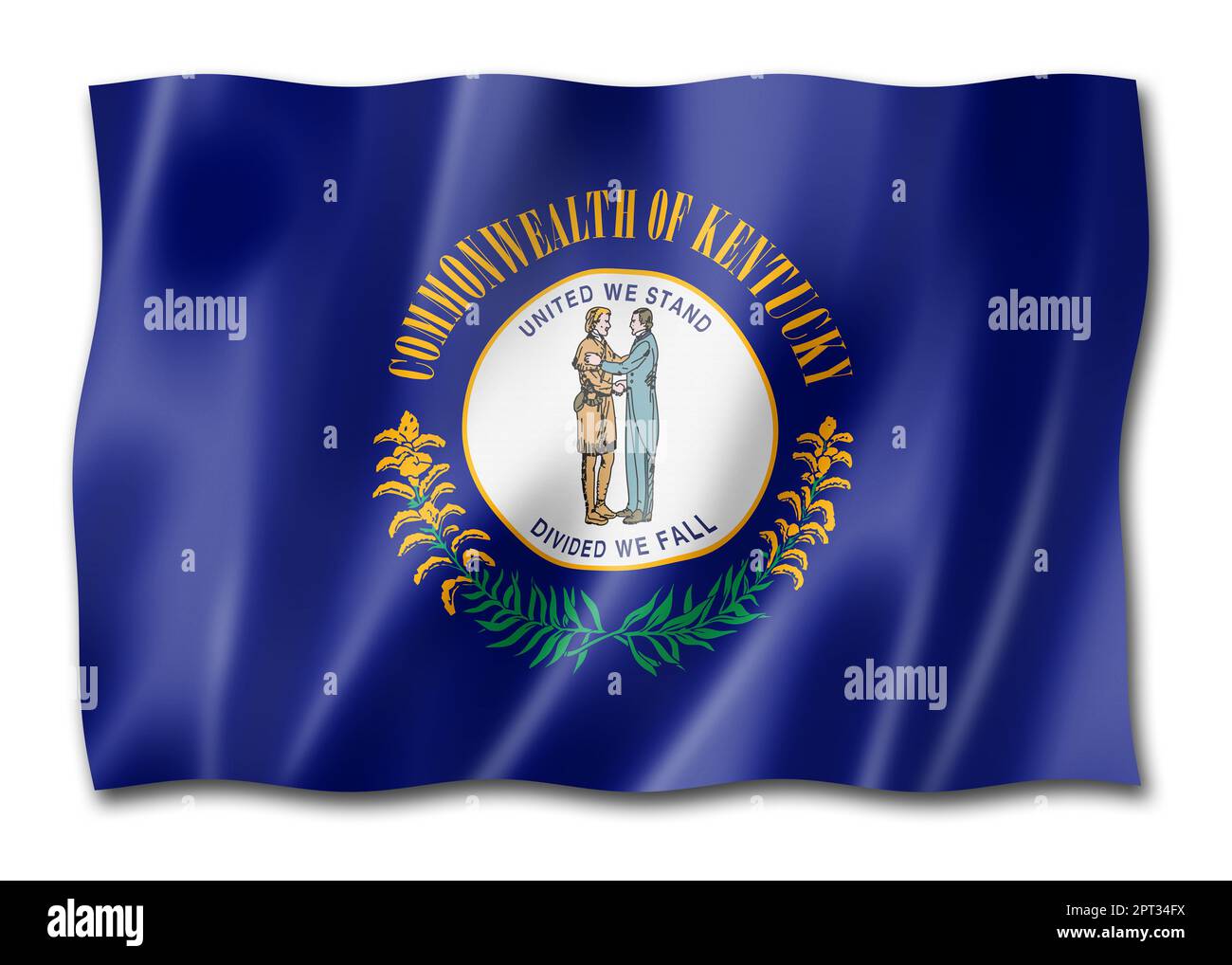 Kentucky flag, united states waving banner collection. 3D illustration ...